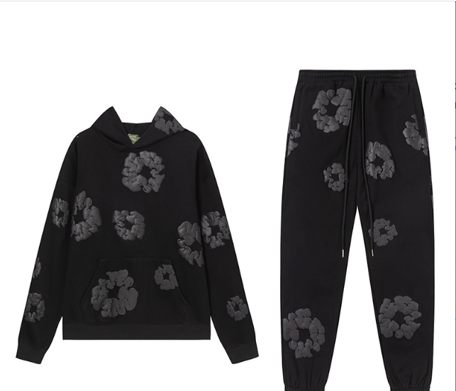 Kanye West Style Fleece Denim Tears Hoodie & Sweatpants Set | Aura & Arc